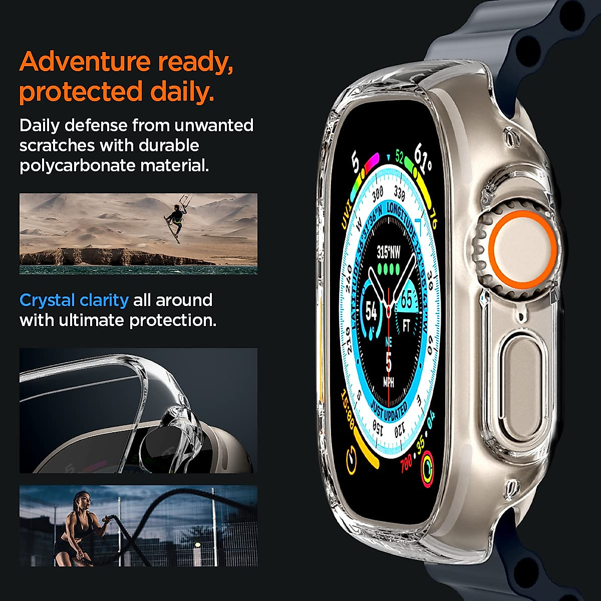 Spigen Thin Fit Designed for Apple Watch Ultra 2/1 Case 49mm Lightweight Hard PC Cover - Crystal Clear