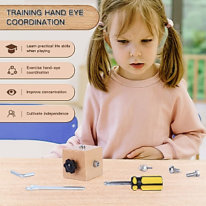 Fine Motor Skills Toys for 3 4 5 Year Old Montessori Screwdriver Board Set for Kids Preschool Learning Toys Wooden Tool Set for Toddlers 1-3 Occupational Therapy Toys Screw Driver Activities Tools