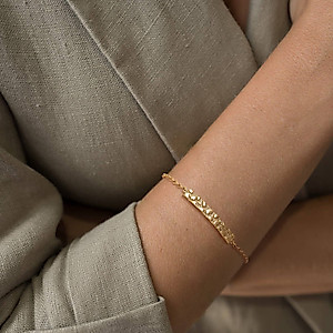 GDCOIN Gold Chain Bracelet for Women, 14K Gold Plated Handmade Adjustable Dainty Gold Bracelet Bar Bracelets Jewelry for Women Gift