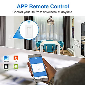 Smart Light Switch,Compatible with Alexa,Google Home, 2.4Ghz WiFi Smart Switch, Wireless Remote Control, Neutral Wire Required,Physical Button (2 Pack)