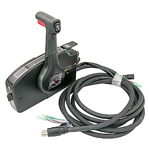 Outboard Engine Remote Control Box for Mercury OEM 881170A15 Right Hand Marine Throttle Control Box Side Mount Boat Remote Control Box with 15FT Cable Trim & Tilt 8 Pin 12 Core, black