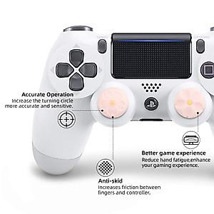 GeekShare Sweet Sakura Theme Thumb Grip Caps Soft Silicone Joystick Cover, 4PICS (PS4/PS5/NS Pro)
