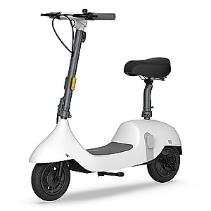 OKAI EA10 Electric Scooter with Seat, Up to 25 Miles Range & 15.5MPH, Moped Scooter Bike for Adults with 10 Inch Vacuum Tires(White)