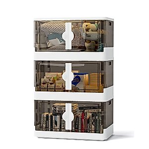 FUNLAX Collapsible Storage Bins with Lids, 8.2 Gal Foldable Stackable Storage Bins with Doors and Wheels, Folding Storage Boxes Set 3 Pack for Closet, Bedroom, Laundry, Home Organizer and Storage