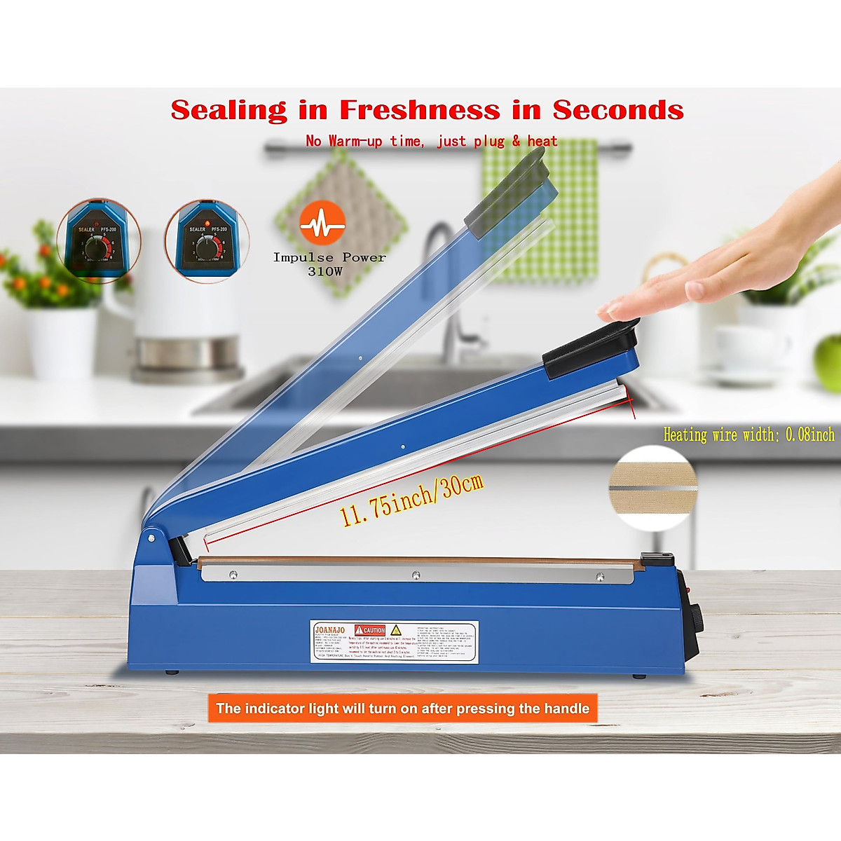 Impulse Sealer 12 inch Manual Heat Sealer Machine with Adjustable Heating Mode, ABS Shrink Wrap Bag Sealers for Plastic PE PP Bags, Portable Poly Bag Sealing Machine with Extra Replace Kit(Blue)
