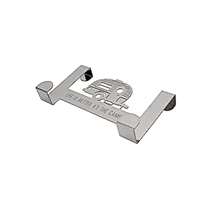Camco Life is Better at The Campsite Over-The-Cabinet Hooks | Ideal for Small Spaces | Made of Durable Stainless Steel | (53381), Silver, Medium