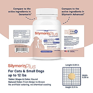 Liver Support & Health Supplement for Small Dogs and Cats – (Milk Thistle) Silymarin & Silybin Formula, (Same), S-Adenosylmethionine, 30 Tablets for Liver Detox & Support