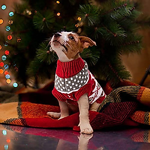 2 Pieces Dog Cat Festival Sweater Pet Puppy Sweater Cartoon Sweater Pet Winter Knitwear Clothes Kitten Sweater for Cats and Small Dogs for Valentine's Day Christmas (Santa Pattern, Small)