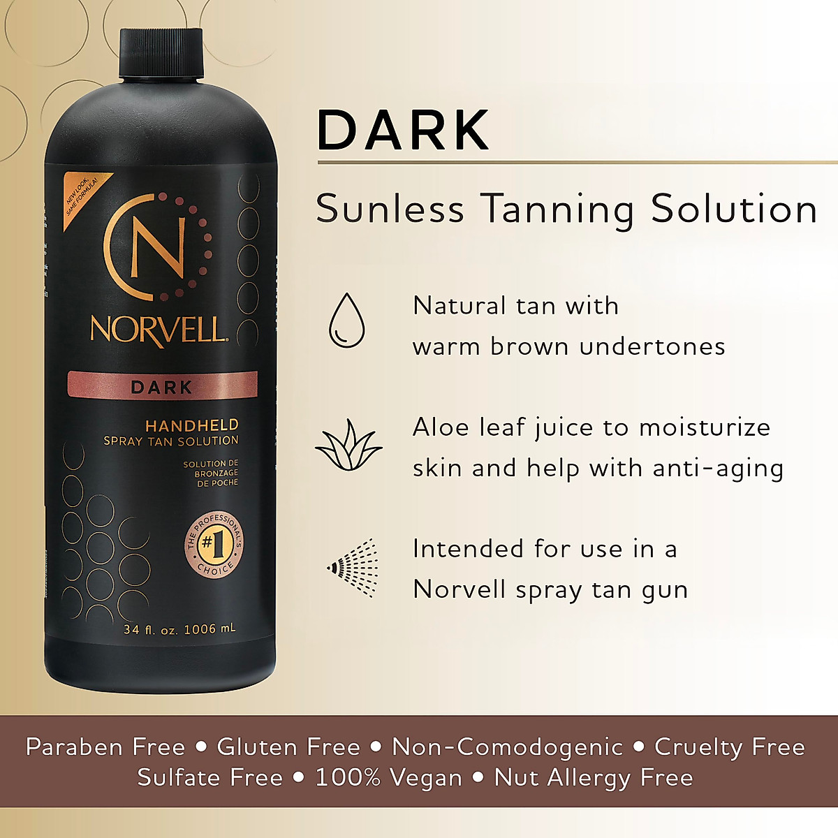 Norvell Premium Sunless Tanning Solution - Dark, 34 Fl Oz