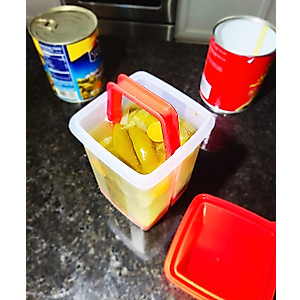 Chilero Pickled Food Container Contenedor Para Jalapenos Jalapeños Curtidos Pic Deli with Strainer (Red)