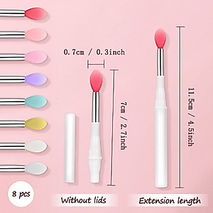 Unaone Silicone Lip Brush, 8 PCS Makeup Beauty Lipstick Brushes with Cap Lip Applicator Brushes for Lipstick Lip Gloss Lip Mask Eyeshadow