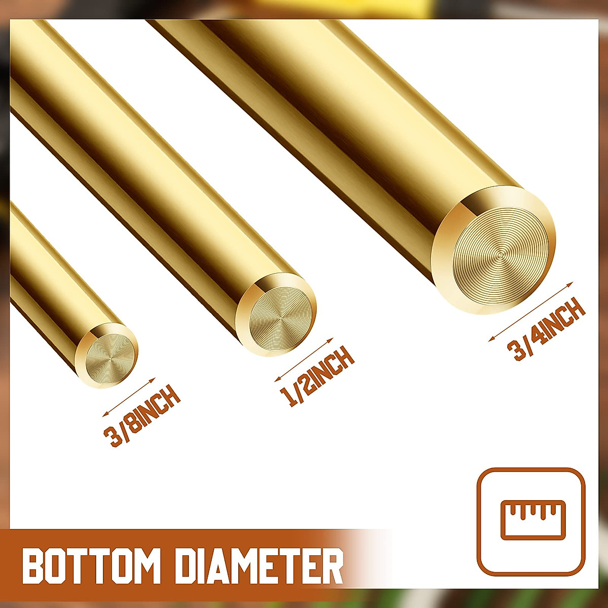 3 Pcs Brass Drift Punch Set, 3/4, 1/2, 3/8 Inch, 25075 25076 25077 Brass Punch Kit