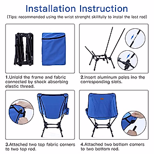 MOON LENCE Adjustable Camping Chair for Adults, Heavy Duty for Heavy People, Lightweight Compact Portable Folding Chair Lawn Chair Beach Chair