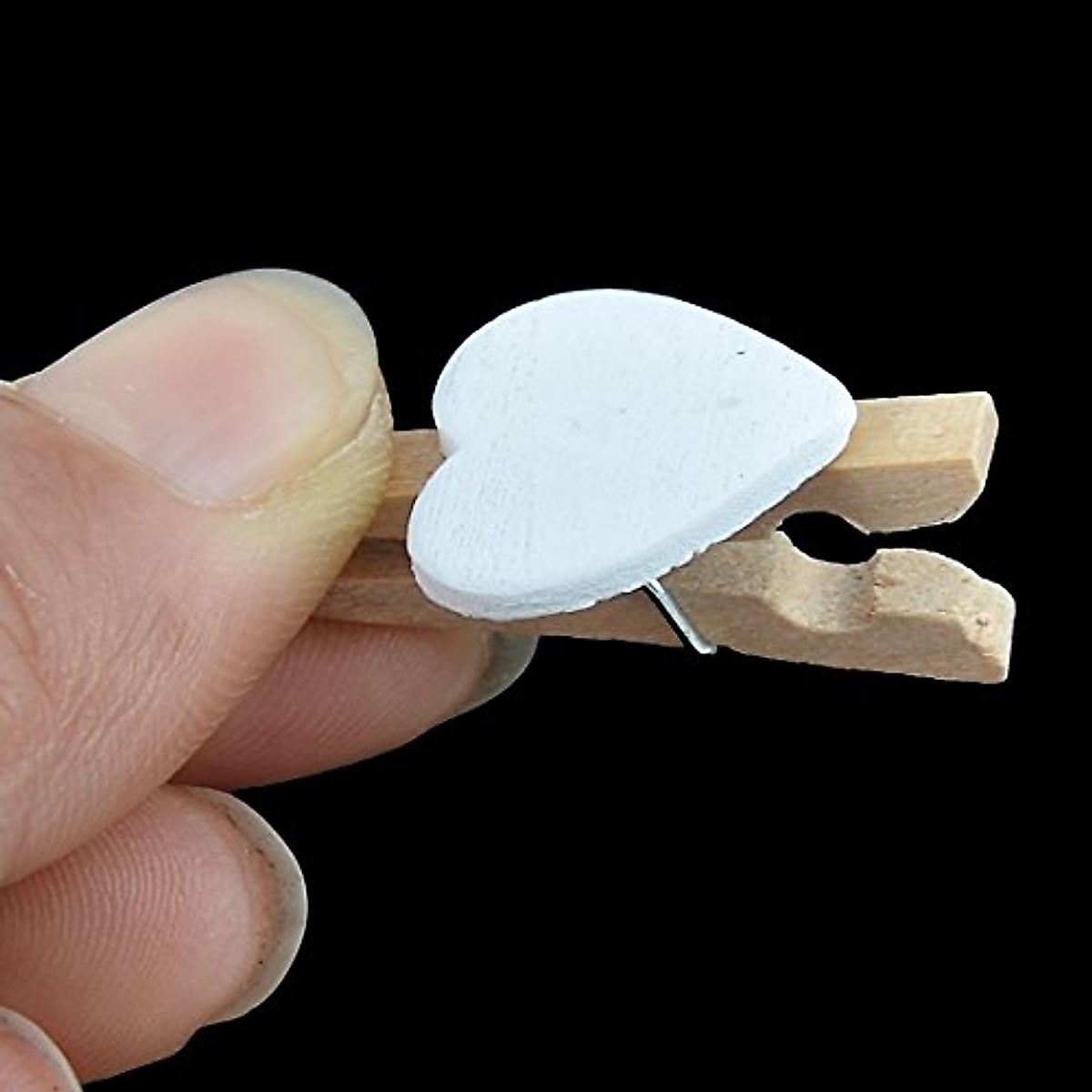 uxcell Card Photo Love Heart Crafts Clothespin Pegs Mini Wooden Clip 20pcs White