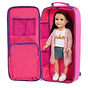 Journey Girls Doll Carrier with Straps for 18 Inch Dolls, Blue and Pink, Side Zipper, Kids Toys for Ages 6 Up by Just Play