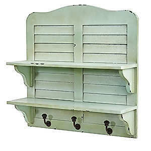 Nearly Natural 7034 Vintage Window Shutter Shelving with Wall Hooks, 20"