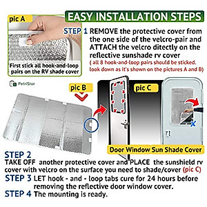 PetriStor 16 X 25 Sun Shield RV Reflective Door Window Cover Helps Protect Your RV from Harmful UV Rays and Regulates RV Temperature White