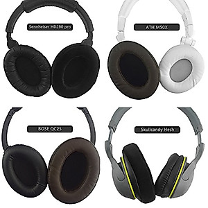 Geekria Comfort Velour Replacement Ear Pads for Sony SteelSeries Arctis Turtle Beach Skullcandy HyperX and Other Large or Mid-Sized Over-Ear Headphones Earpads Ear Cushion (Black)