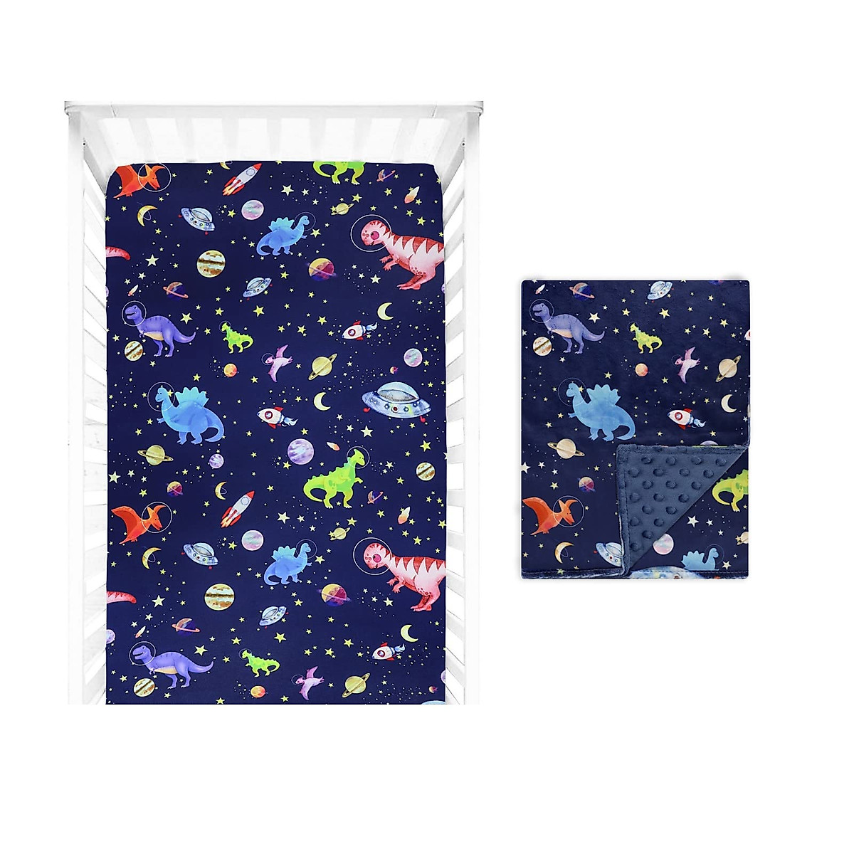 GFU Baby Crib Sheet Super Soft Fitted Crib Sheet, Baby Blanket for Boys Girls, Minky Blanket with Dotted Backing for Toddler