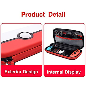 SEAFER Carrying Case for Nintendo Switch / OLED, Pokemon Cute Travel Case Protective Hard Bag for Nintendo Switch Console Accessories