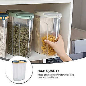 Cabilock Airtight Food Storage Containers Cereal Dispenser Container 2 Compartments Kitchen Food Storage Containers For Cereal Chips Nuts Pasta Rice Snacks Storaging (Blue)