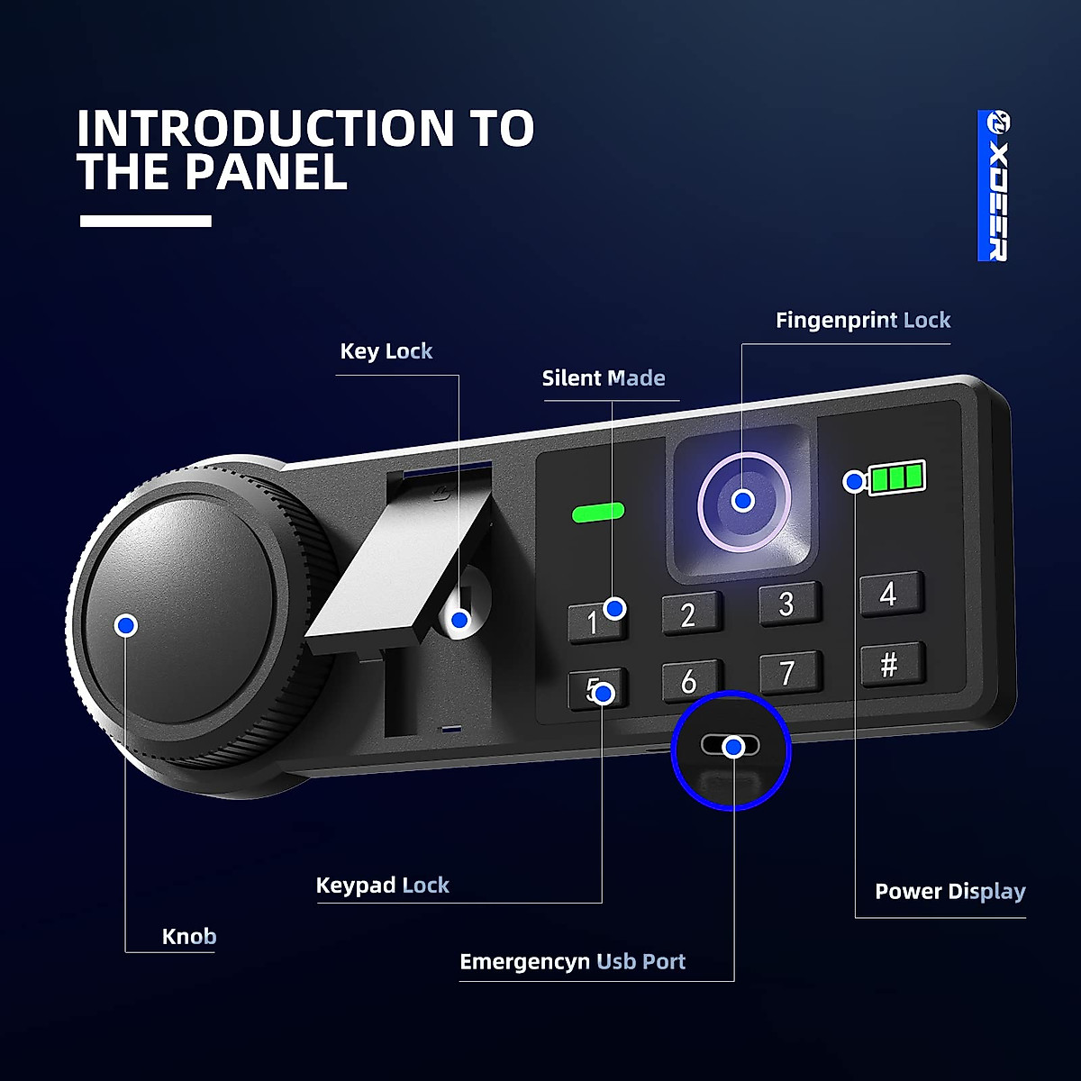XDeer CS42 Biometric Gun Safe Lock Box - (1.69 Cubic Feet) Quick-Access Security Safe with Fingerprint Scanner, Gun Rack, and Steel Construction for Home, Office