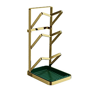 Pot Lid Holders 3 Layer With Removable Drain Tray Lid Stand Rack for Kitchen Cooking Pot Lid Organizer Spoon Rest Holder Cutting Boards Gold Rack