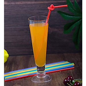 [Individually Wrapped] 100 Pcs Colorful Flexible Plastic Straws, Disposable Bendy Straws, 10.2" Long and 0.23'' Diameter, BPA-Free