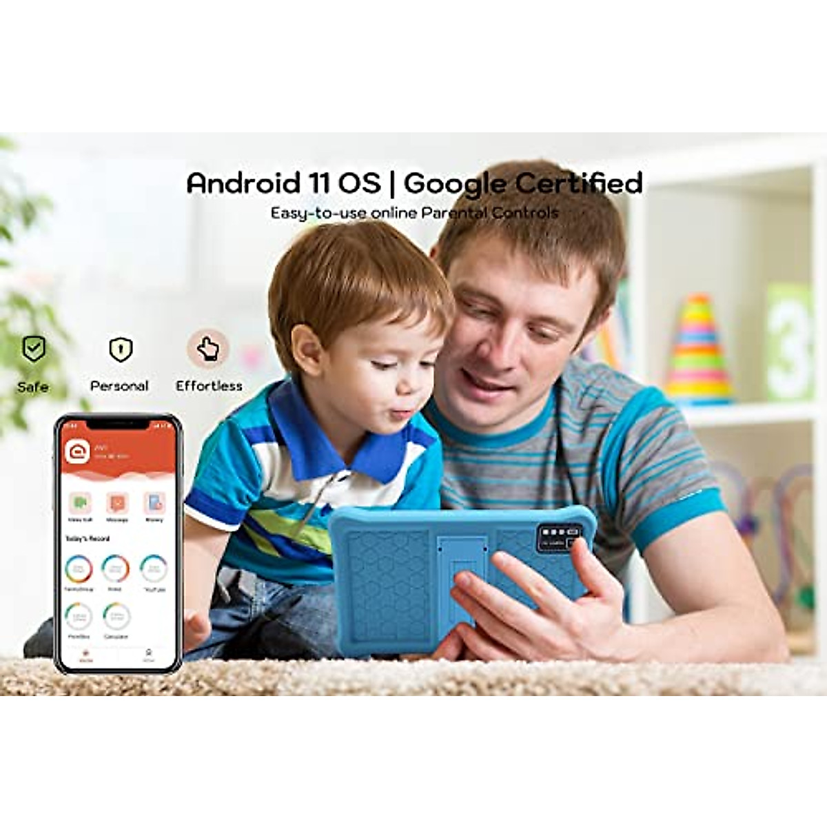 Kids Tablet Android 11 Tablet 7 inch for Kids, 3GB RAM 32GB ROM 128GB Expand,Google Certificated, Kids Software Pre-Installed, Bluetooth, WiFi.……