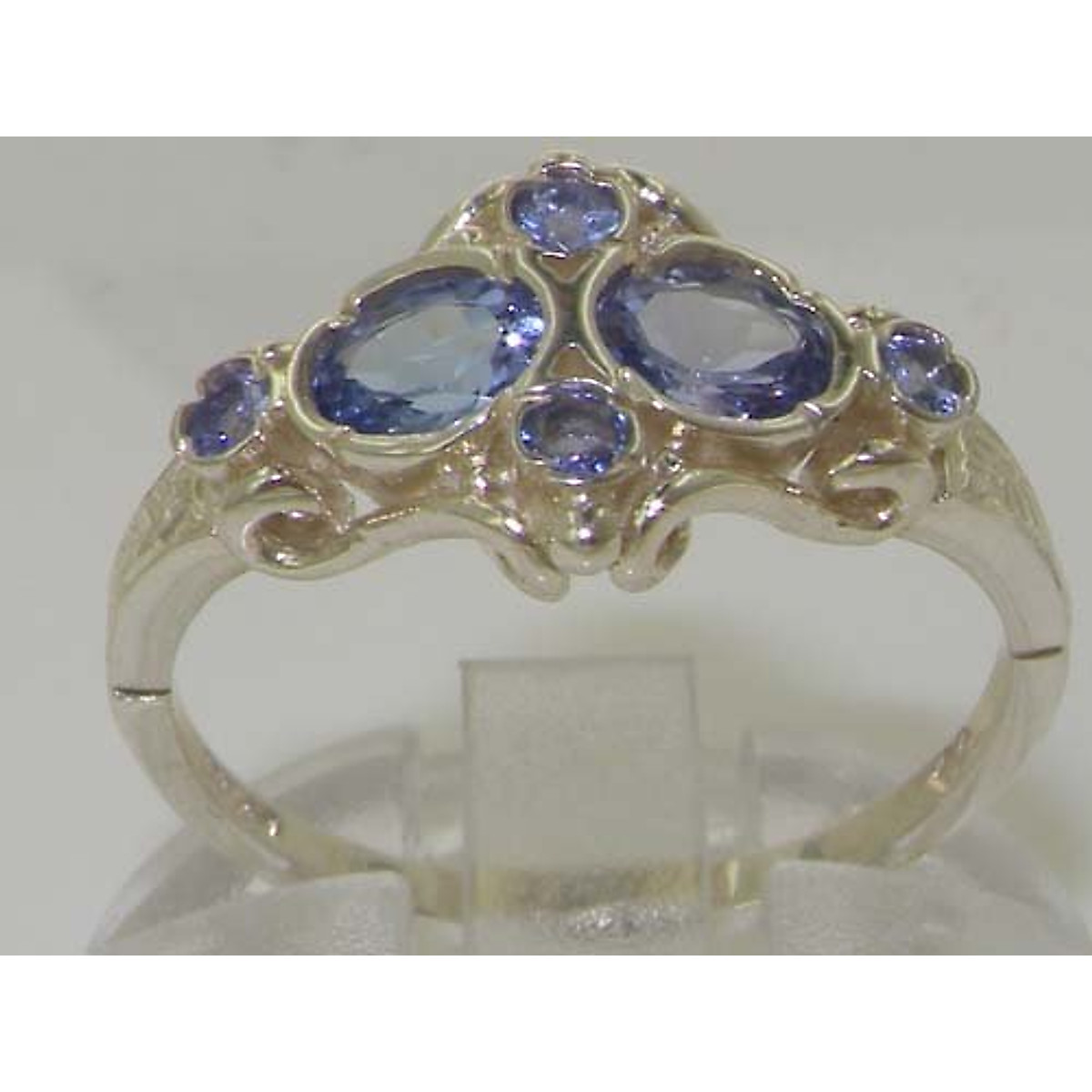 LetsBuyGold 925 Sterling Silver Real Genuine Tanzanite Womens Promise Ring - Size 9
