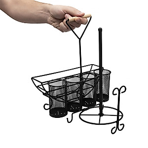 CLABBY ROUND LAKE Caddy Buffet - Indoor/Outdoor Crockery and Cutlery Organizer, Picnic - Complete with Menu and Napkin Holder