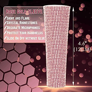 RhymKawa B58 Sparkle Rose Gold Rhinestone Mic Sleeve Replacement for Wired Vocal Microphone Decorative Shining on Tours TV Shows (Mic Not Included)