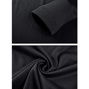 TACVASEN Men's Athletic Shirts Long Sleeve Workout Hiking Golf Polo Active Shirt Black XL