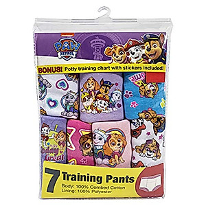 Paw Patrol Girls Toddler Potty Training Pants With Chase, Skye & More With Success Chart & Stickers Size 18, 2T, 3T, 4T, 7-Pack, 3T