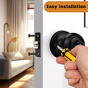 Probrico Matte Black Door Knobs Privacy Interior Door Knob with Lock, Black Bathroom Bedroom Door Knob with Thumb Turning Locking Button, 10 Pack