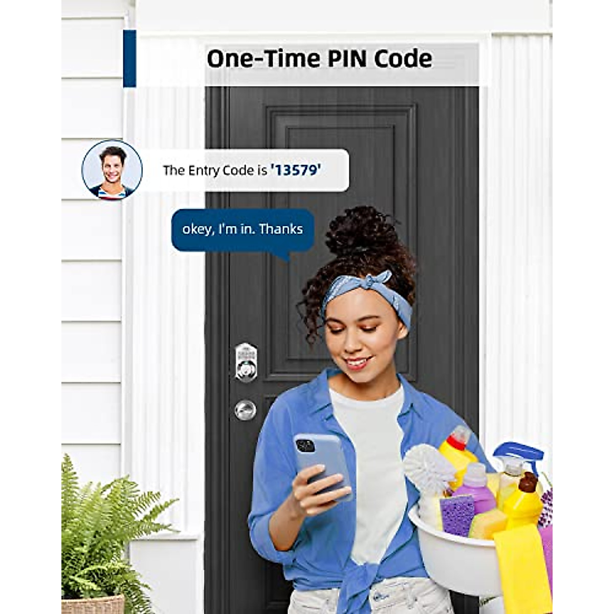 TEEHO TE002K Fingerprint Door Lock Set - Keyless Entry Door Lock with Handle - Door Knob with Keypad Deadbolt - Smart Locks for Front Door - Auto Lock - No Need App - Easy Installation - Satin Nickel