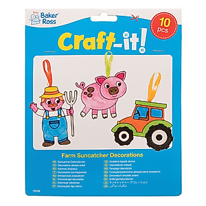 Baker Ross FE538 Farm Suncatcher Craft - Pack of 10, Stained Glass Effect for Kids to Decorate and Display for Arts and Craft Activities