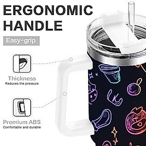 FOCIUZTA 40oz Playful Doodle Art Tumbler with lid, Travel Coffee Cup, Ideal for Easter, Gaming Enthusiast, Mother Day, and birthday gifts