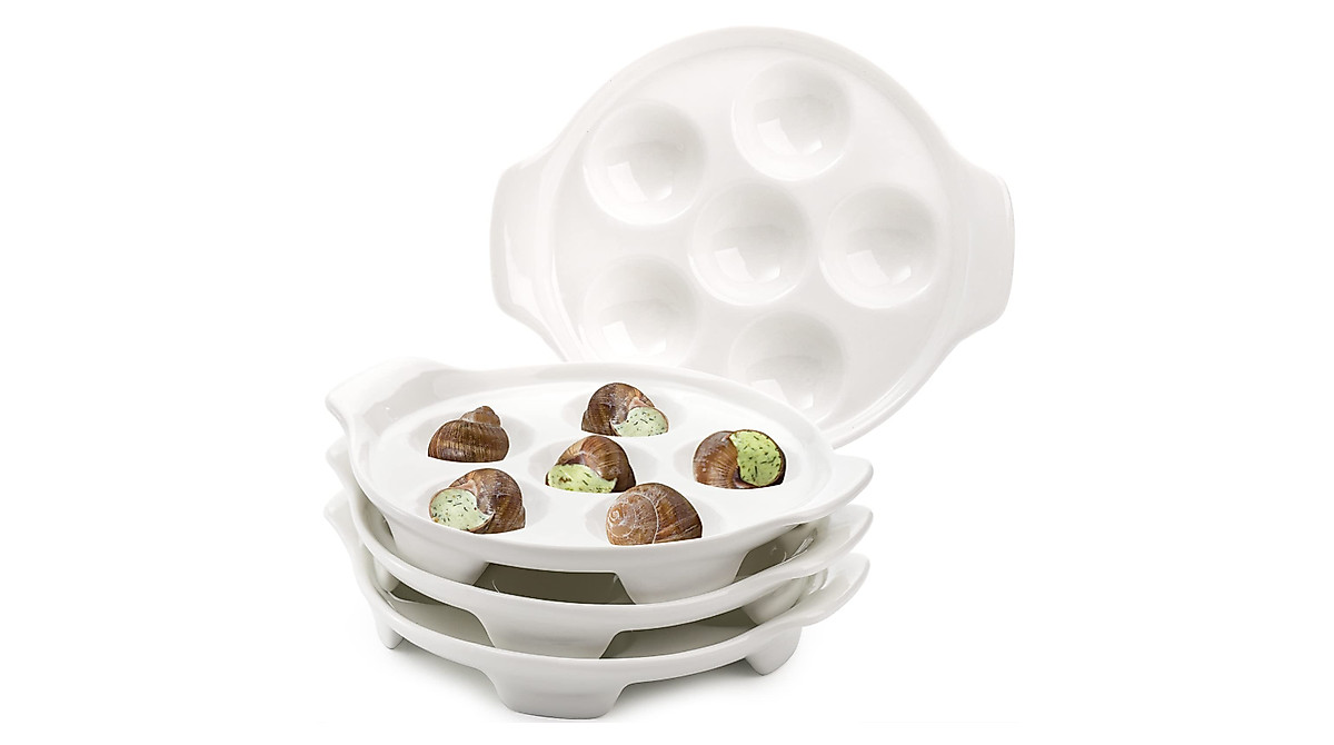 Okllen Ceramic Escargot Plates - 4 Pack for Home & Restaurant