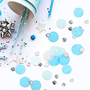 VCOSTORE Tissue Paper Confetti Circles - Round Paper Confetti Dots,Large Table Confetti for Birthday Wedding Party Decoration and Gift Box decoration, 5000 pieces - Blue White & Sliver Confetti