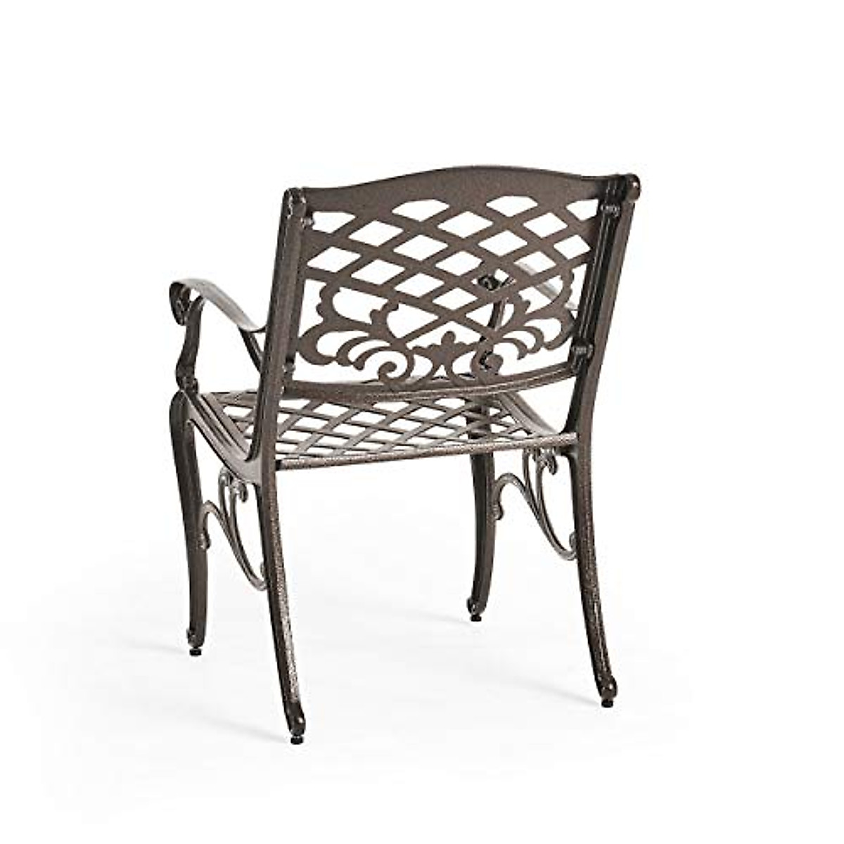 Christopher Knight Home Hallandale Outdoor Cast Aluminum Dining Set for Patio or Deck, 5-Pcs Set, Hammered Bronze