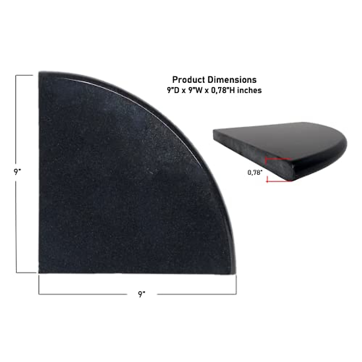 Tenedos Premium Quality Absolute Black Granite Corner Shelf Both Side Polished 9 Inch (1) Maintenance Free, Stain Resistant