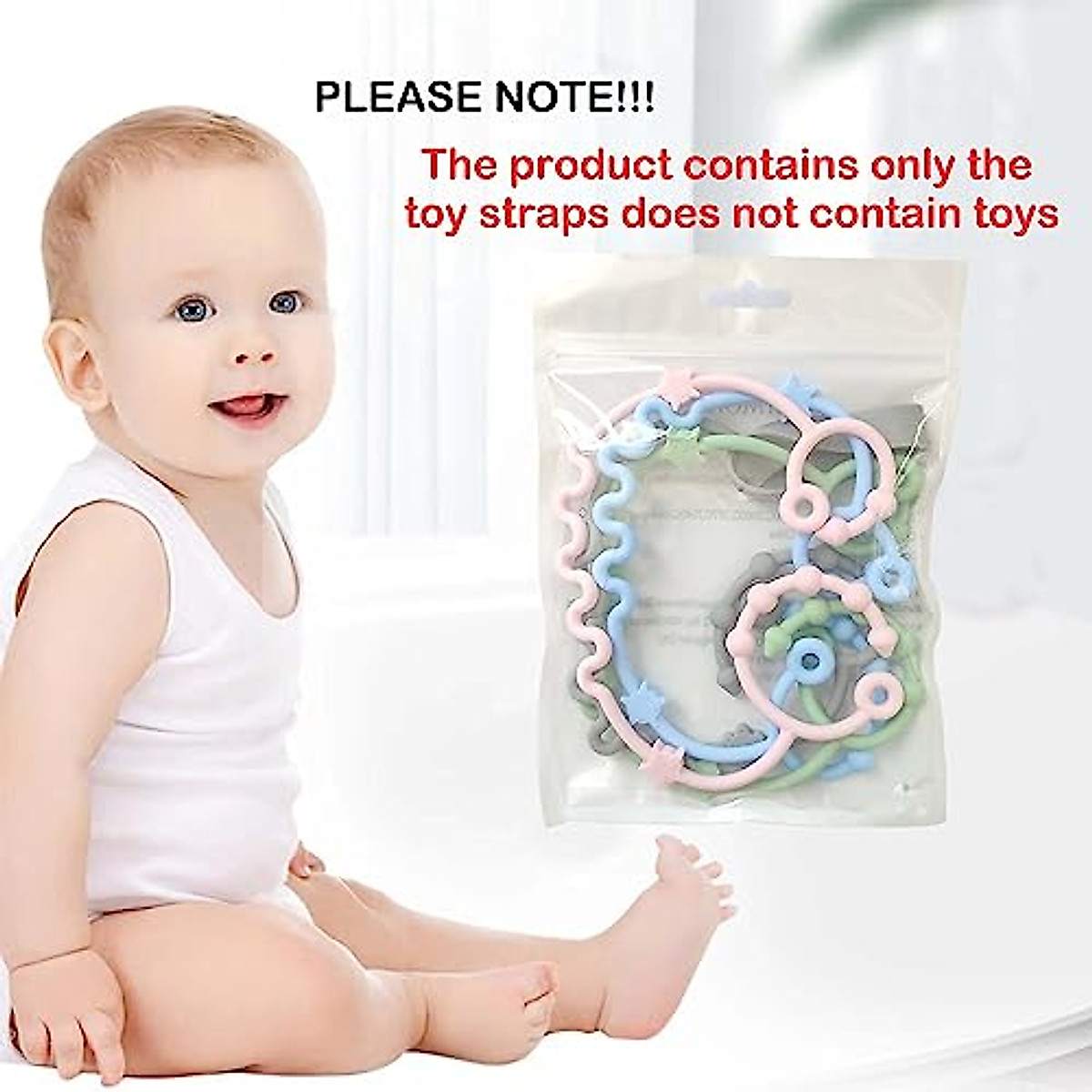 Toy Straps for Baby,RTMOK 4pcs Silicone Setpacifier Clip,Applies to Car Seat Toy,Teether Toy,High Chair,Stroller Accessories,Baby Toy Clips,Cribs,Rocking Chair,Silicone Pacifier Clip