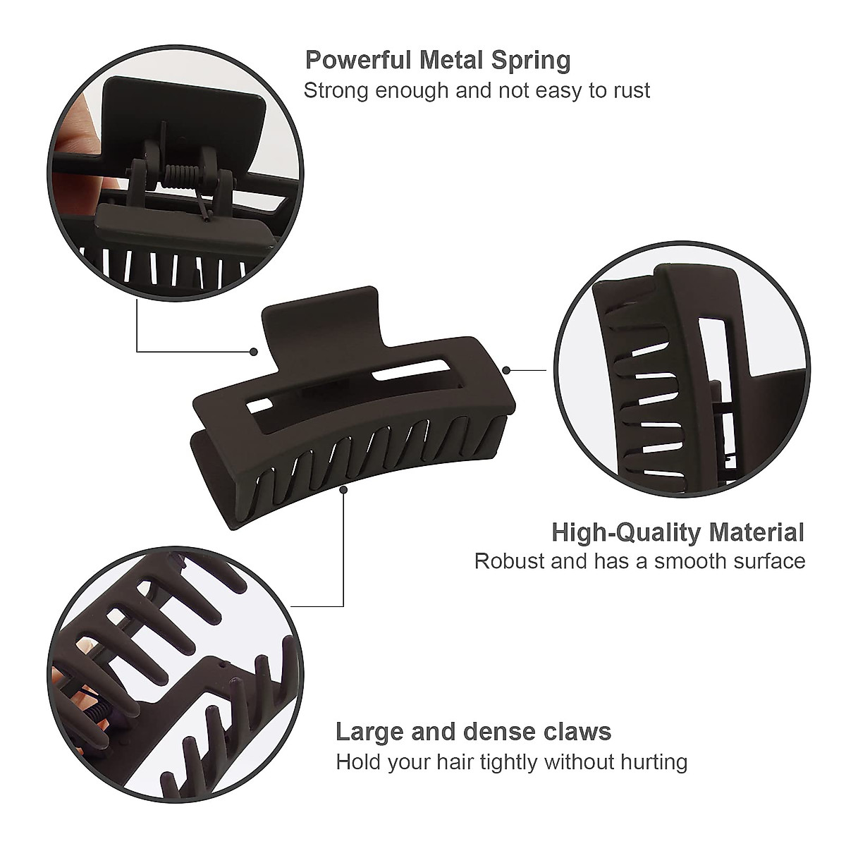 YEEPSYS Hair Claw Clips, Hair Accessories for Women and Girls Thin Hair, Strong Hold Hair Clip (3.5 inch, Matte Black+ Dark Brown)