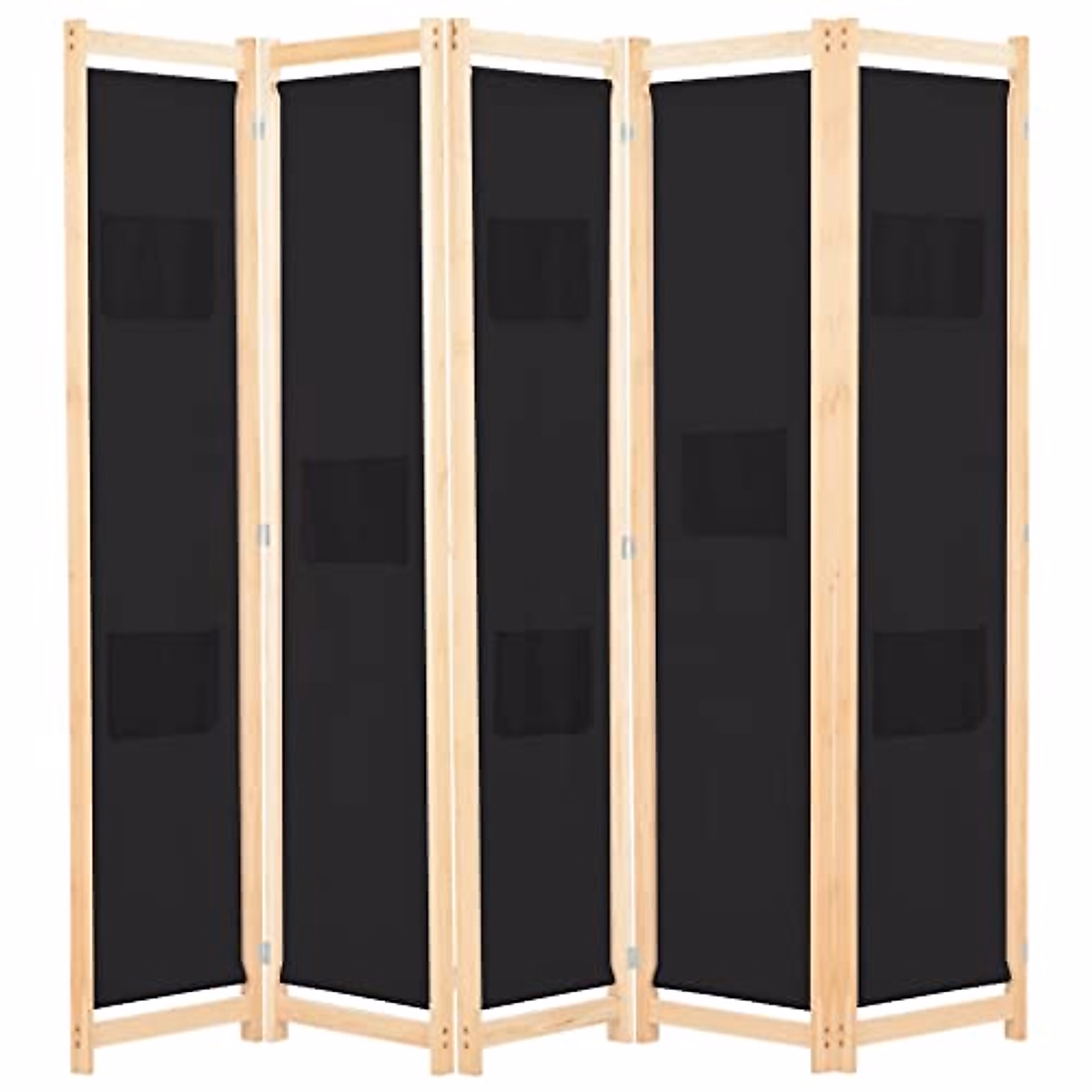 5-Panel Room Divider Black 78.7"x66.9"x1.6" Fabric,Freestanding Folding Screens Privacy Screen Wall Divider Portable Suitable forHome Office Restaurant Bedroom