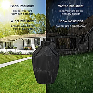 Unicook Grill Cover 31.5 Inch, Compatible with Large Big Green Egg, Kamado Joe, Pit Boss Grills, Heavy Duty Waterproof Ceramic Grill Cover, Fade Resistant Smoker Cover, 31.5" Dia X 31.5" H, Black