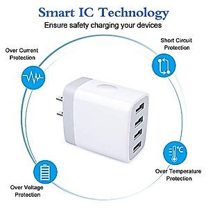 iPhone 12 Charger Box Fast Charging 4.8A Multi Port USB Charger Wall Plug Power Adapter Charging Block Cube Brick Compatible iPhone 14/SE/13/12/11 Pro Max, Samsung Galaxy S22 S21 Ultra S20 S10 Note 20