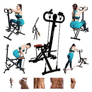 DARCON Squat Machine Exercise Equipment - Squat Ab Rowing Machine for Abs - Home Workout Equipment for Women-Men, Power Rider Row Squat for Glutes, Legs and Full Body Workouts (Black)