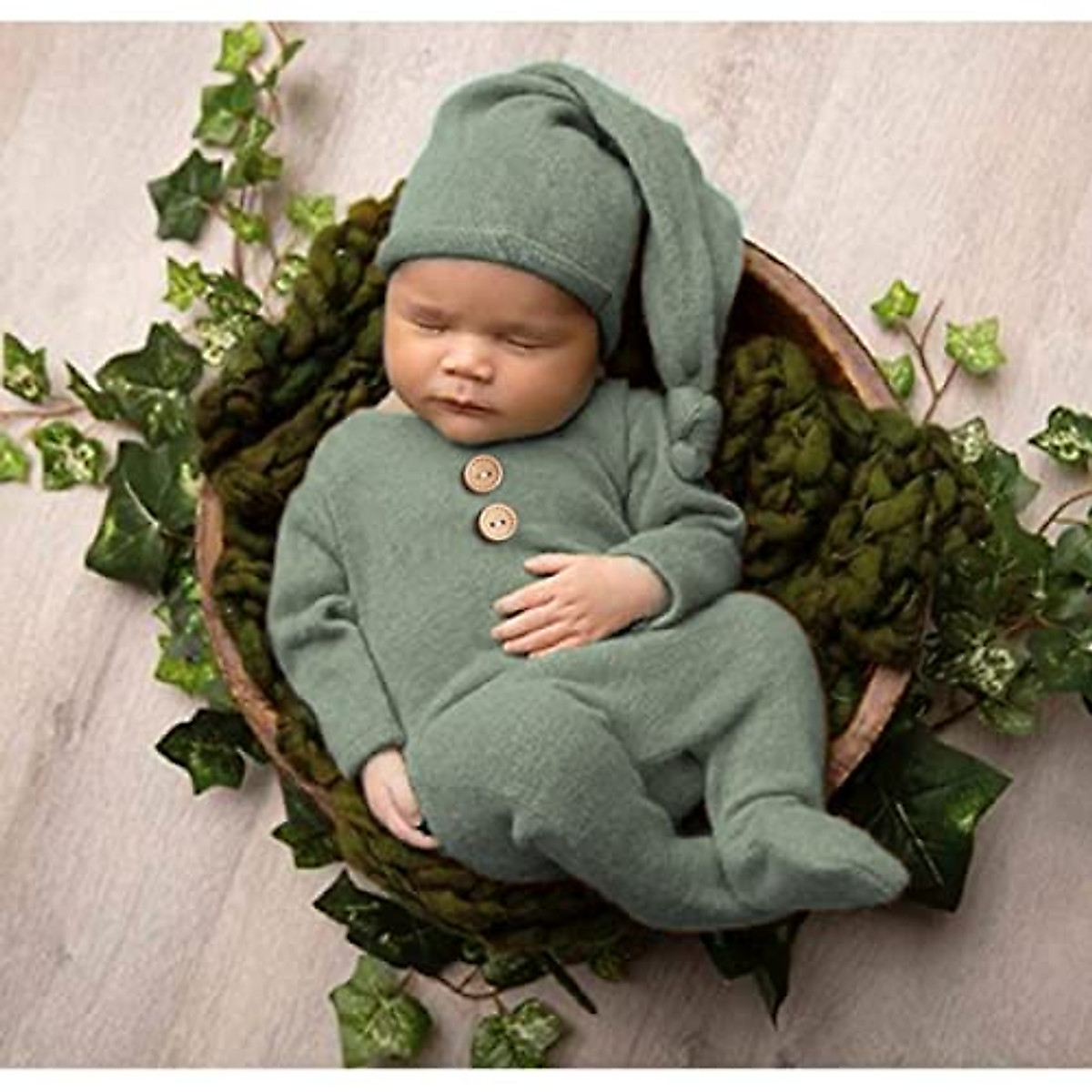 Newborn Photography Props Elf Costume Baby jumpsuit With Hats for Baby Boys Girls Photoshoot Outfits