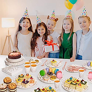 Partylamb White & Rose Gold Party Supplies, 350 PCS Disposable Dinnerware Set with Plates Napkins Cups Forks Knives Spoons for Birthday Baby Bridal Shower Valentine Wedding Party(A1.White & Rose Gold)